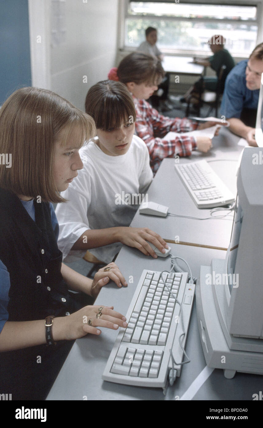 Secondary school computer class Stock Photo - Alamy