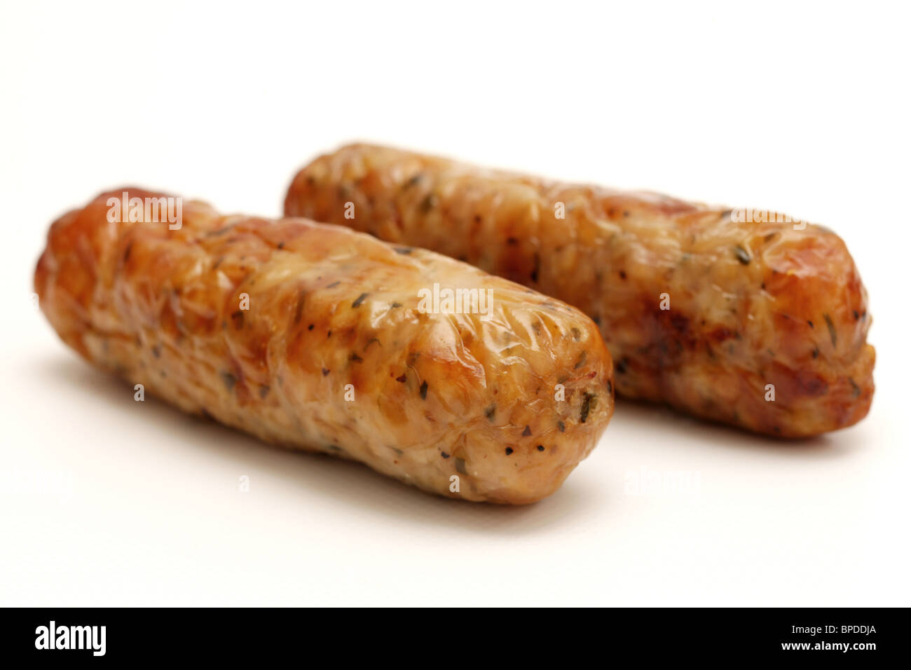 Two Herb Pork Sausages Stock Photo - Alamy