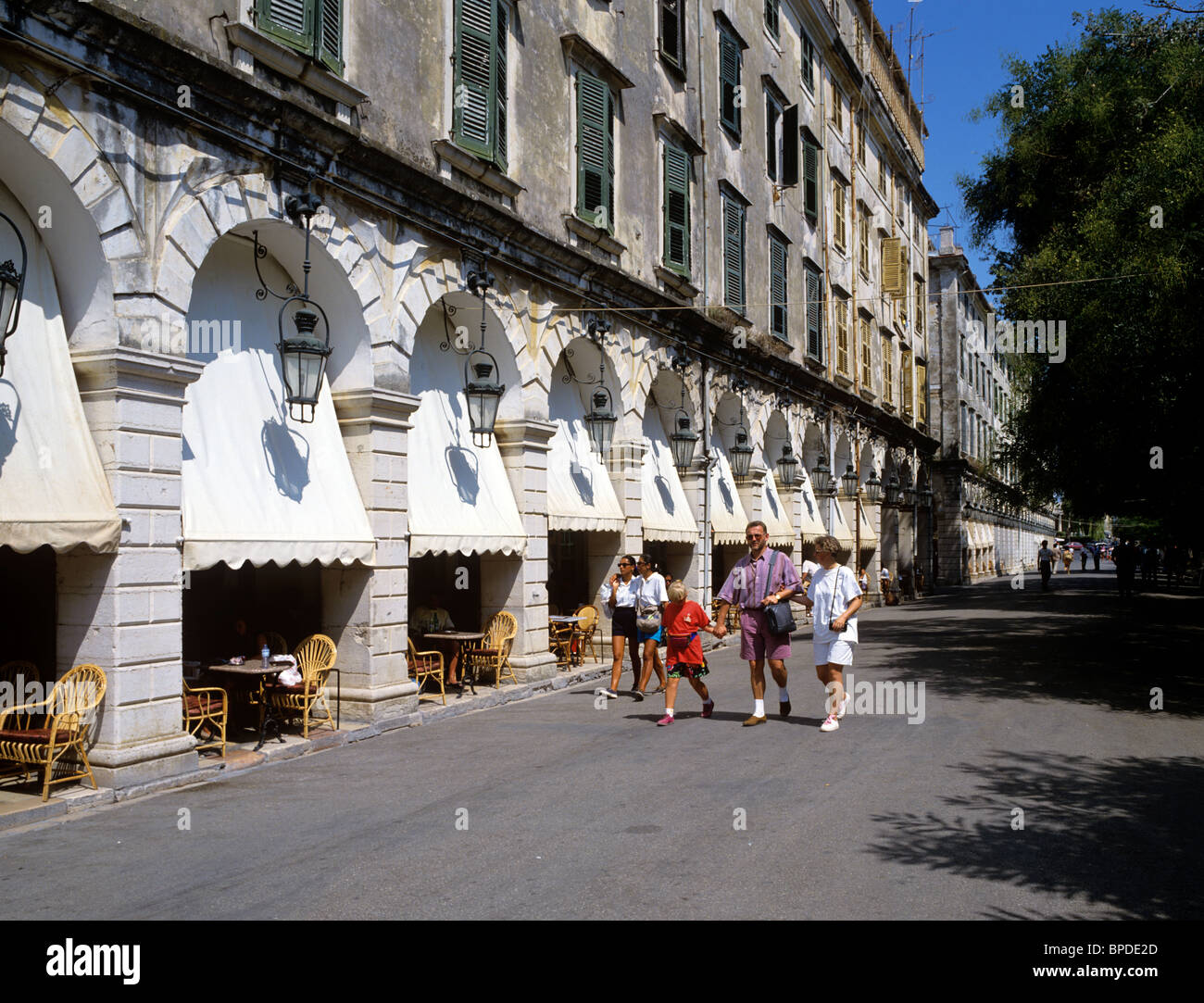 Scene at the Liston a famous landmark in Corfu Town Stock Photo - Alamy