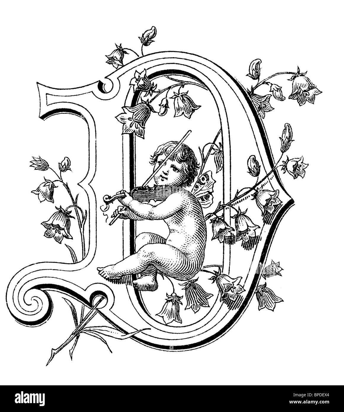 Alphabetic character, letter D, cupid Stock Photo - Alamy