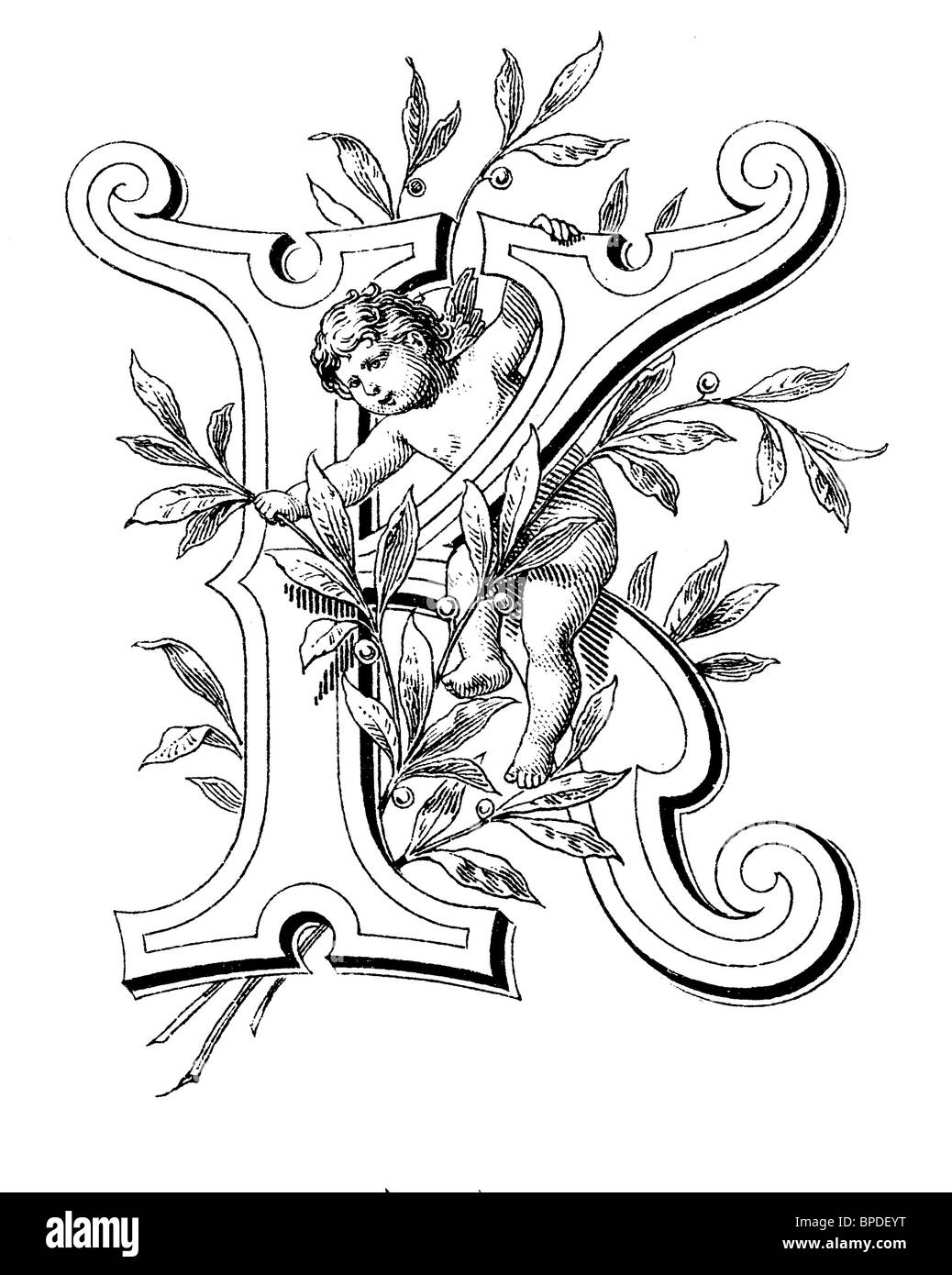 Alphabetic character, letter K, cupid Stock Photo - Alamy