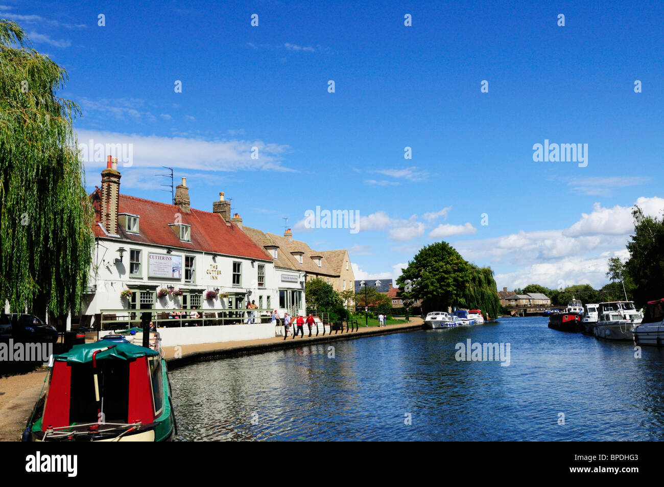 The Cutter Inn, River Great Ouse and waterfront at Ely, Cambridgeshire ...