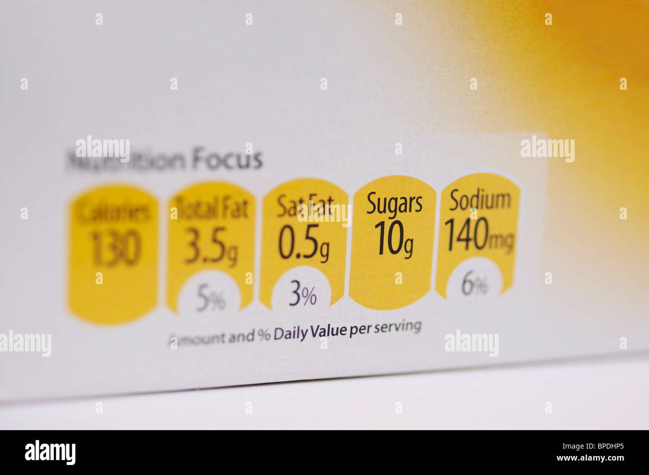Nutrition information package hi-res stock photography and images - Alamy