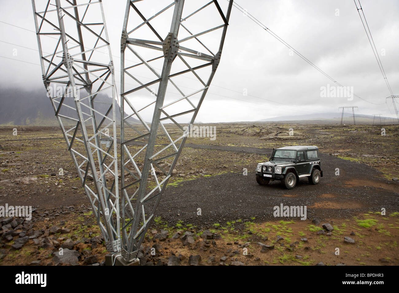 Land Rover Defender 90 300 TDI in the interior highlands of Iceland ...