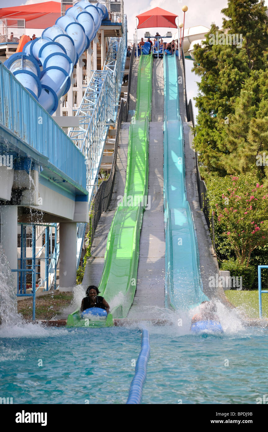 Water slide at Hurricane Harbor waterpark , Six Flags Over Texas ...