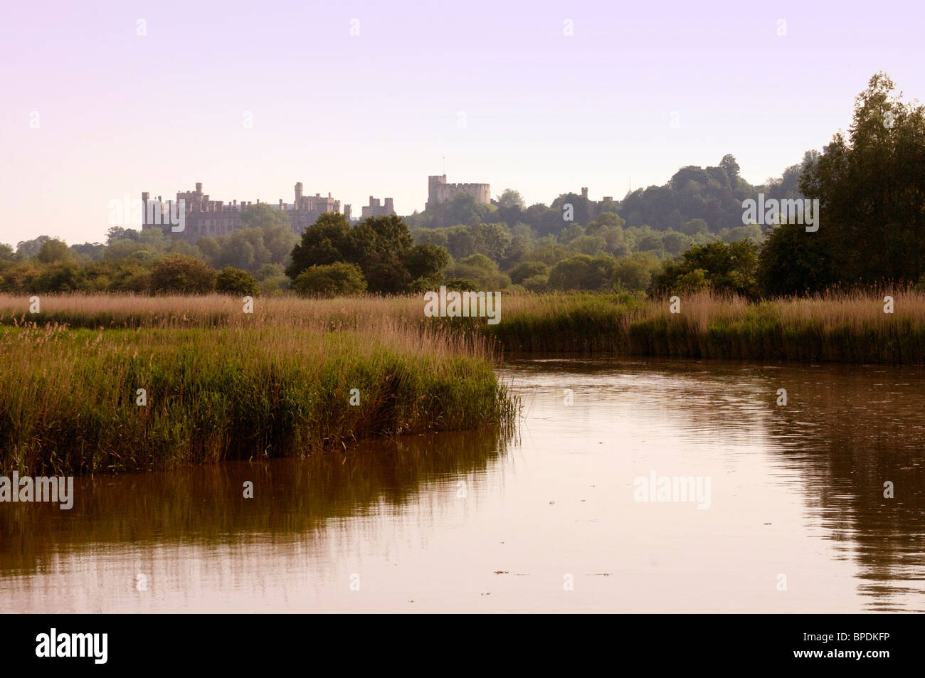 Arundel Castle from The Black Rabbit pub, West Sussex, UK Stock Photo ...