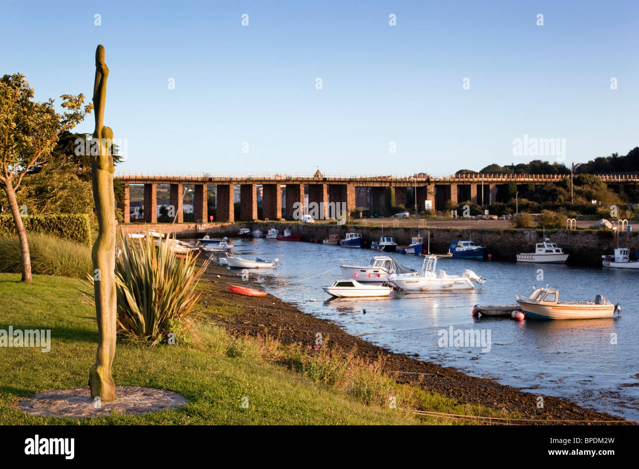 Hayle; river looking towards the railway viaduct; Cornwall Stock Photo ...