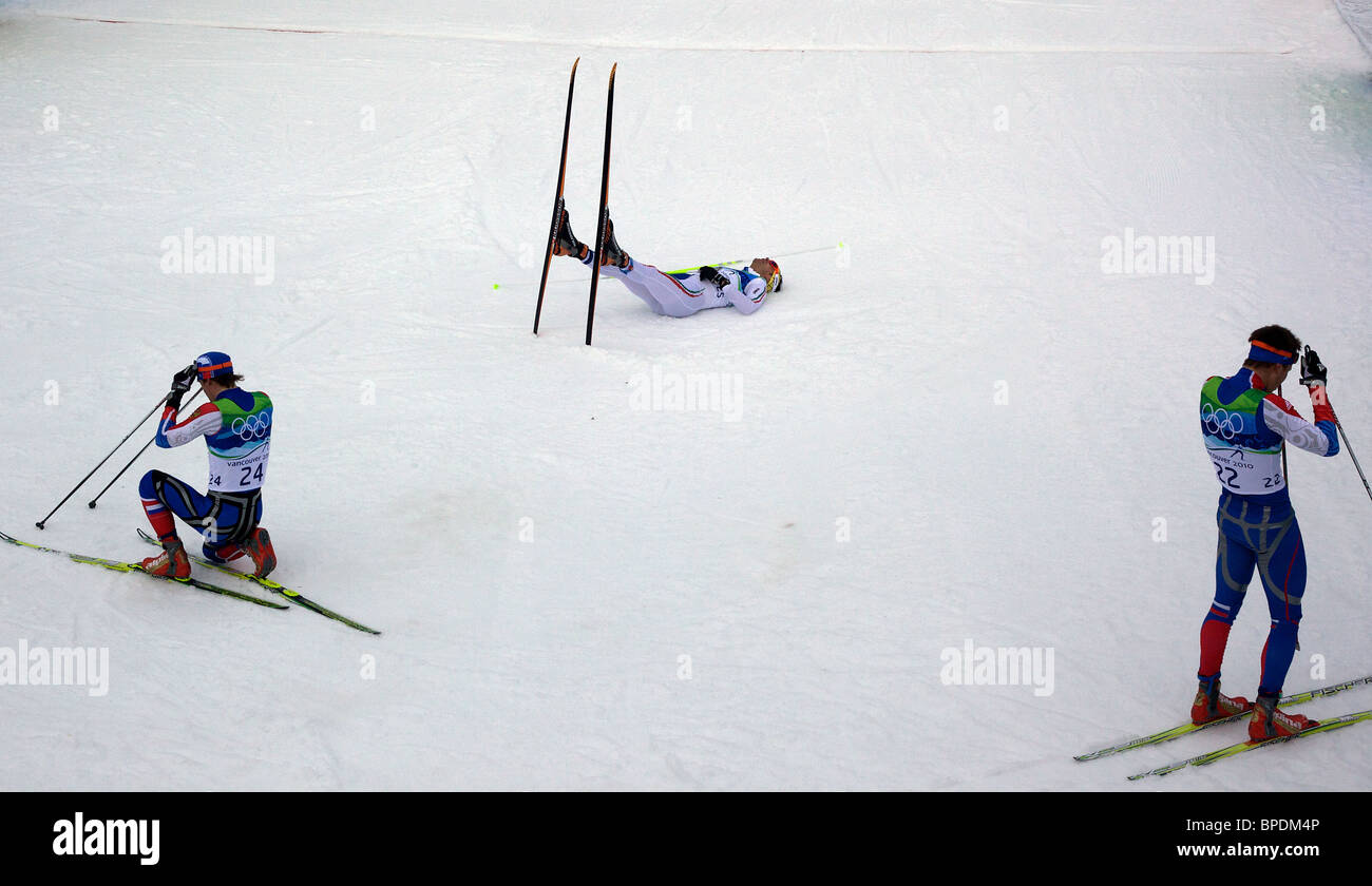Winter Olympics, Vancouver, 2010 Marcus Hellner, Sweden (centre) who ...
