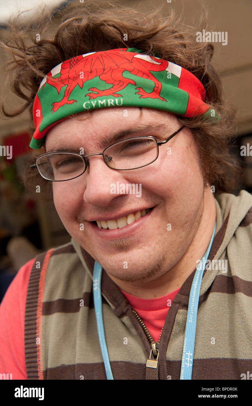 A smiling man wearing a welsh headband bandanna at The National ...