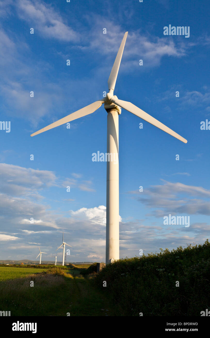 Giant windmills on the Cornish coast Stock Photo - Alamy