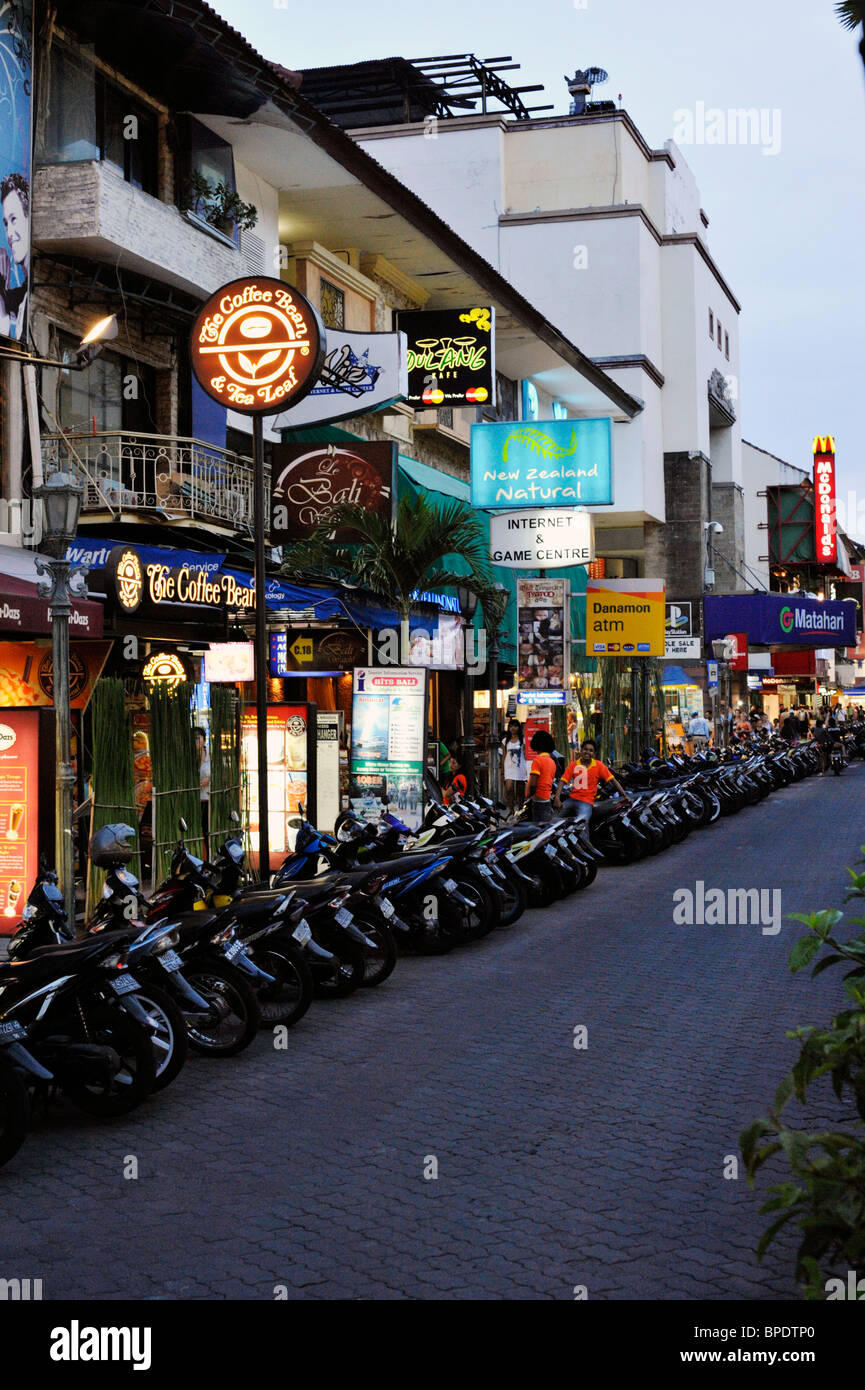 neon lights come on as evening falls in kuta square kuta bali Stock ...