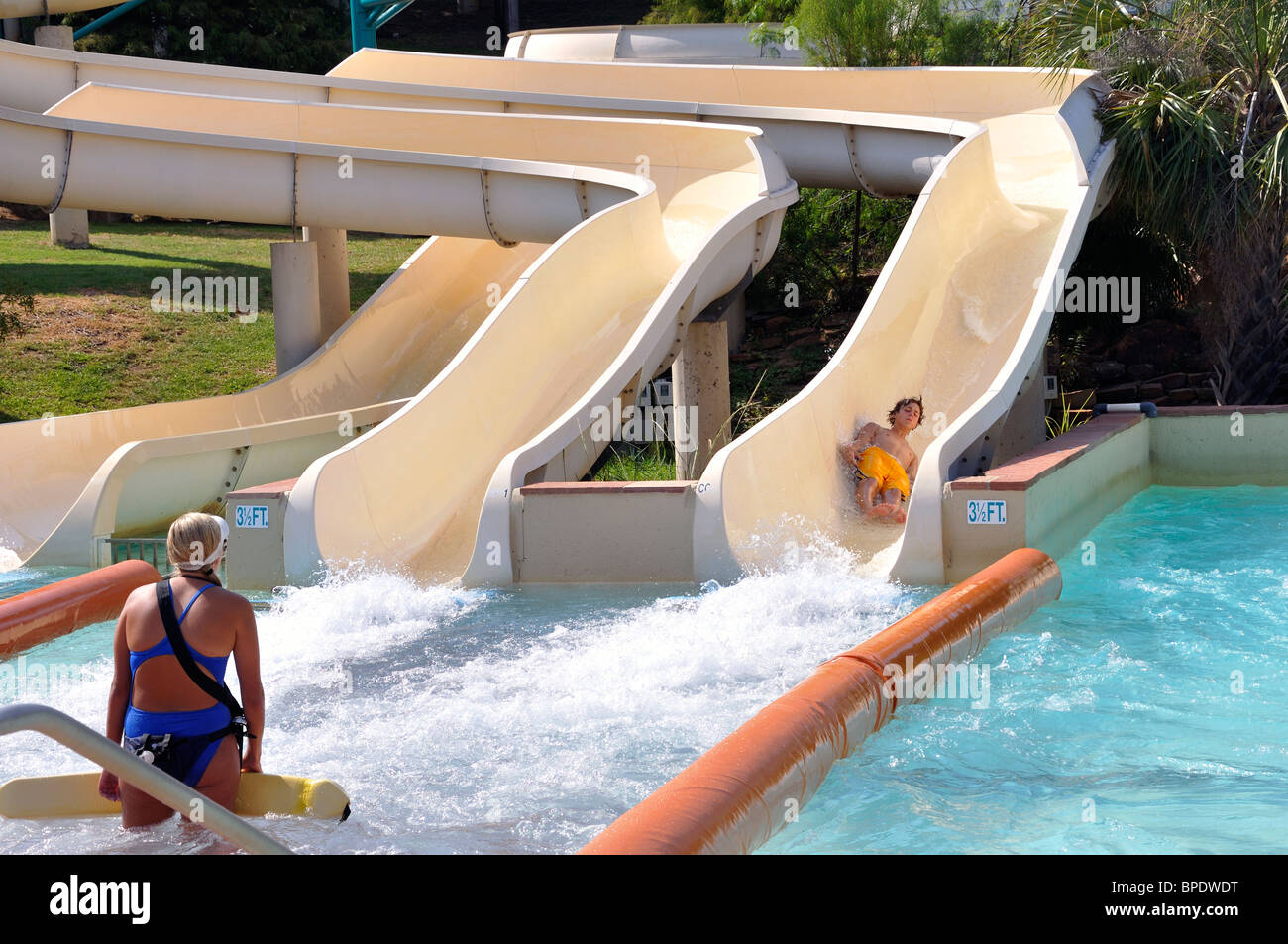 Water slide at Hurricane Harbor waterpark , Six Flags Over Texas ...