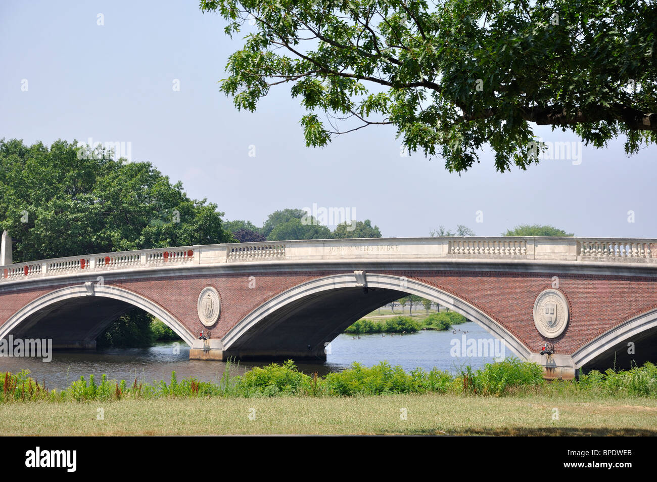 The John W. Weeks Bridge, a pedestrian bridge over the Charles River ...