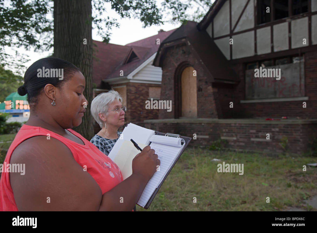 Member of Community Organization Survey Vacant Homes in Detroit Stock ...
