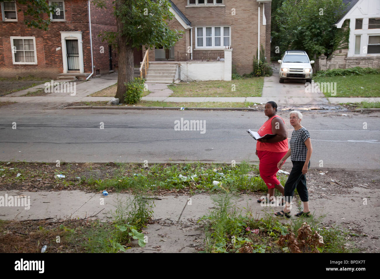 Member of Community Organization Survey Vacant Homes in Detroit Stock ...