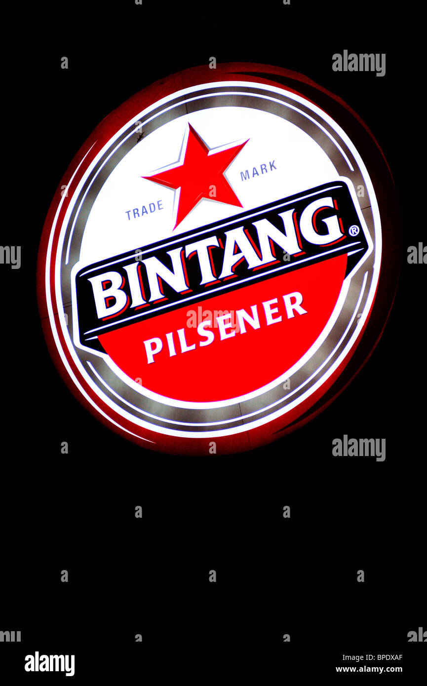large illuminated sign at night for bintang beer bali indonesia Stock ...