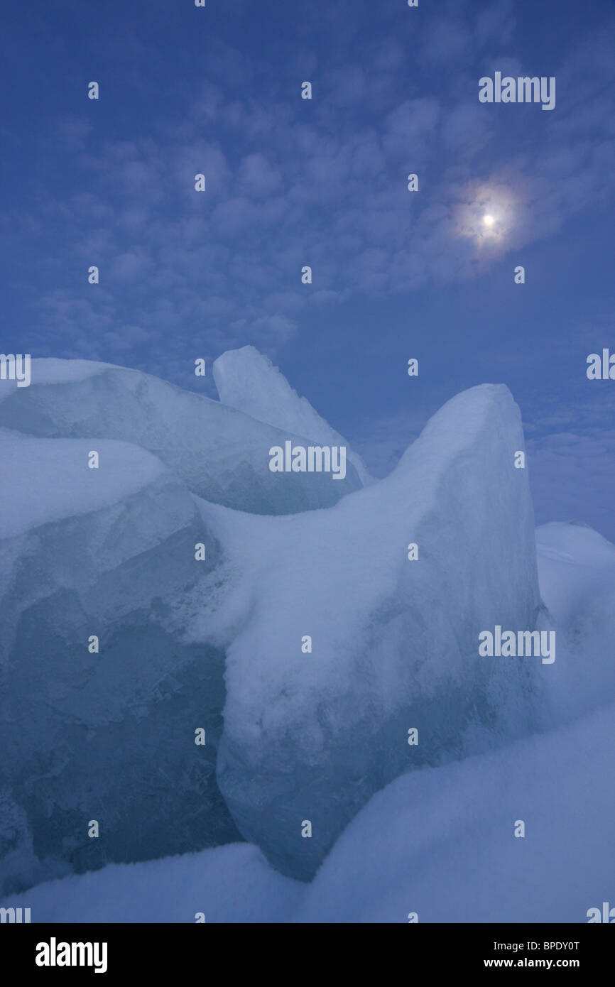 Night with ice, snow and moonlight. Estonia Stock Photo - Alamy