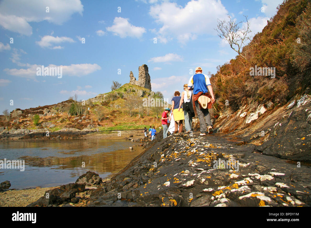 Kyleakin, Scotland. The ancient ruins of Kyleakin Castle or Castle Moil ...