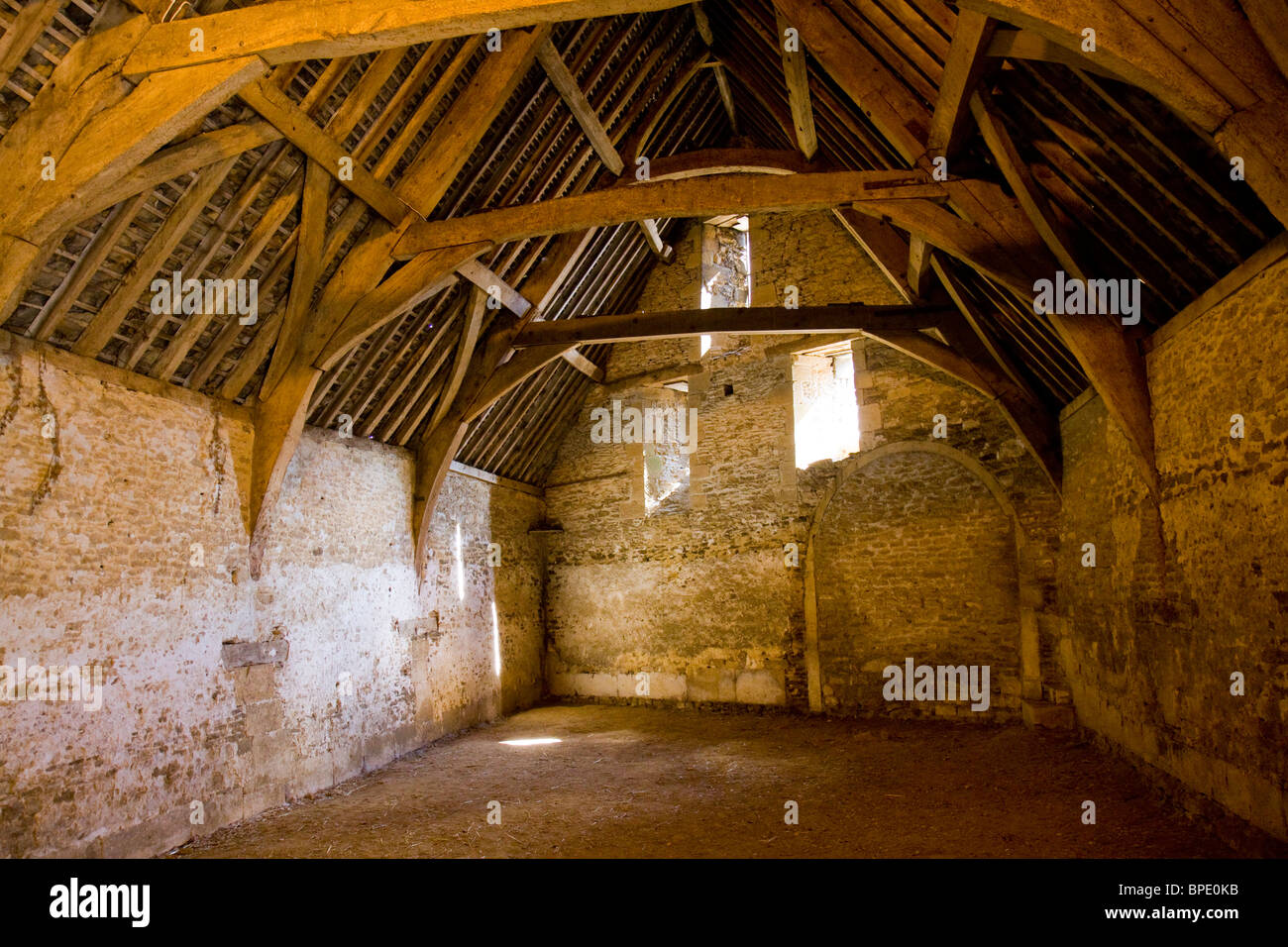 Lacock Village Tithe Barn Stock Photo - Alamy