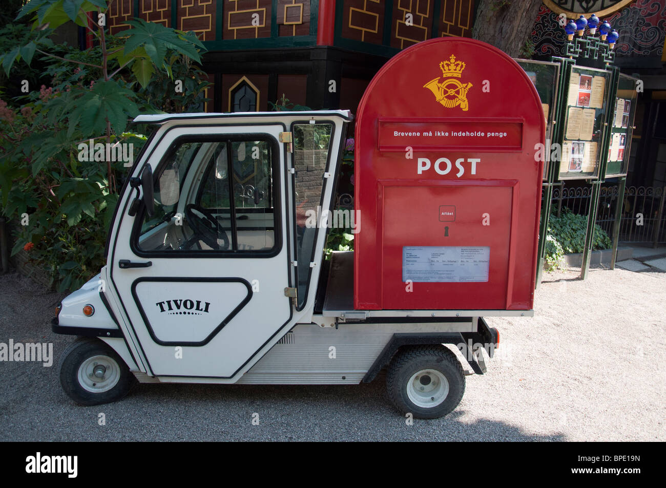 A small post van at Tivoli Gardens in Copenhagen, Denmark Stock Photo ...
