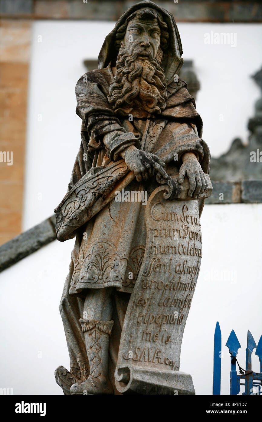 The statue of prophet Isaiah by Aleijadinho at the Basilica do Bom ...