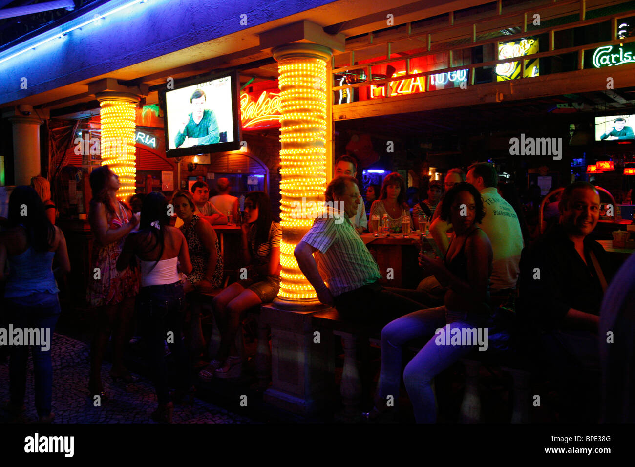 Balcony Bar on the Copacabana Promenade, Rio de Janeiro, Brazil Stock ...