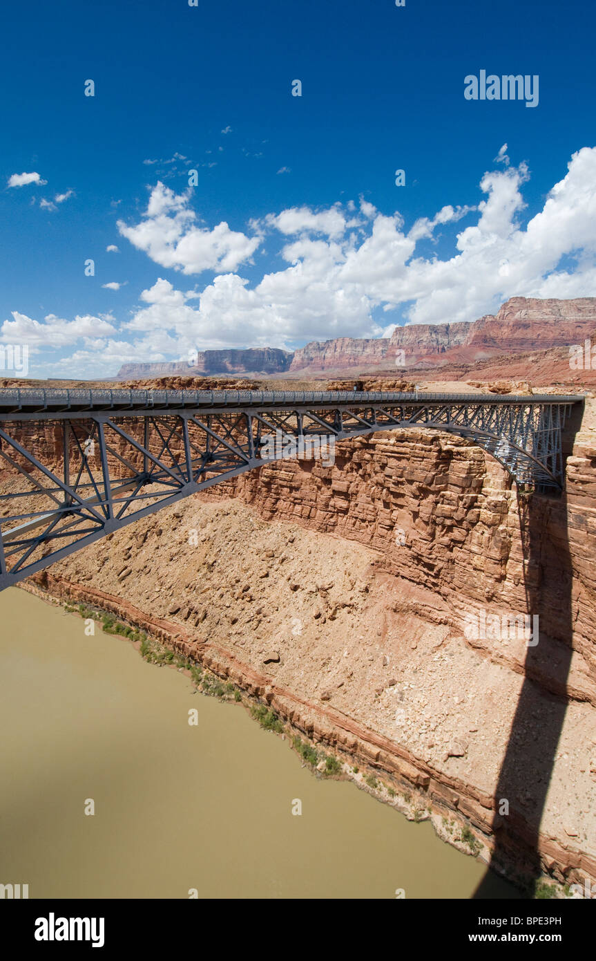 Navajo bridge crossing the Colorado River through marble canyon Arizona ...