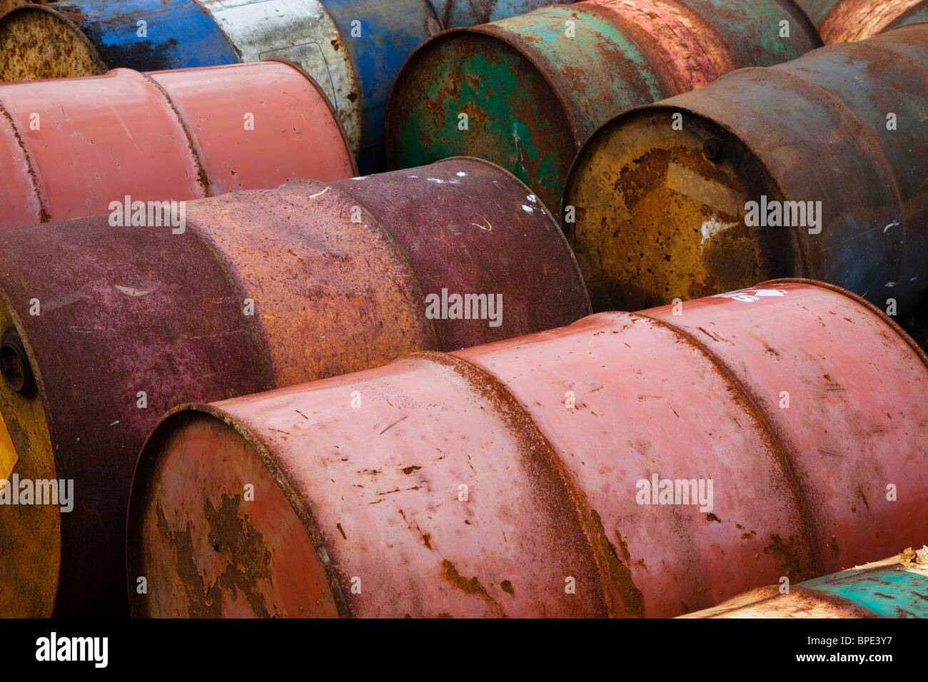 Old rusty oil barrels in hi-res stock photography and images - Alamy