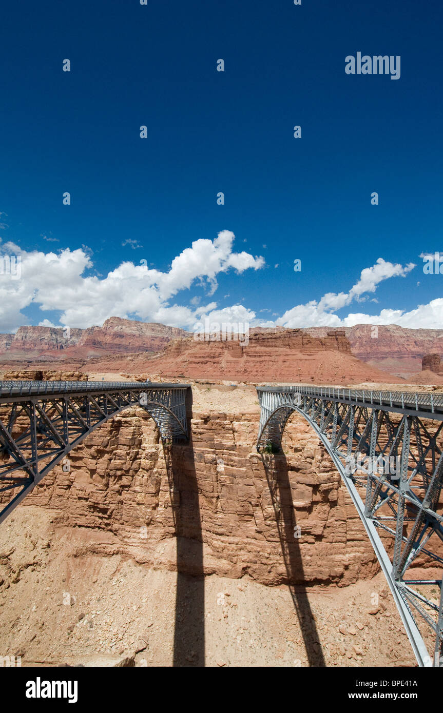 Navajo bridge crossing the Colorado River through marble canyon Arizona ...