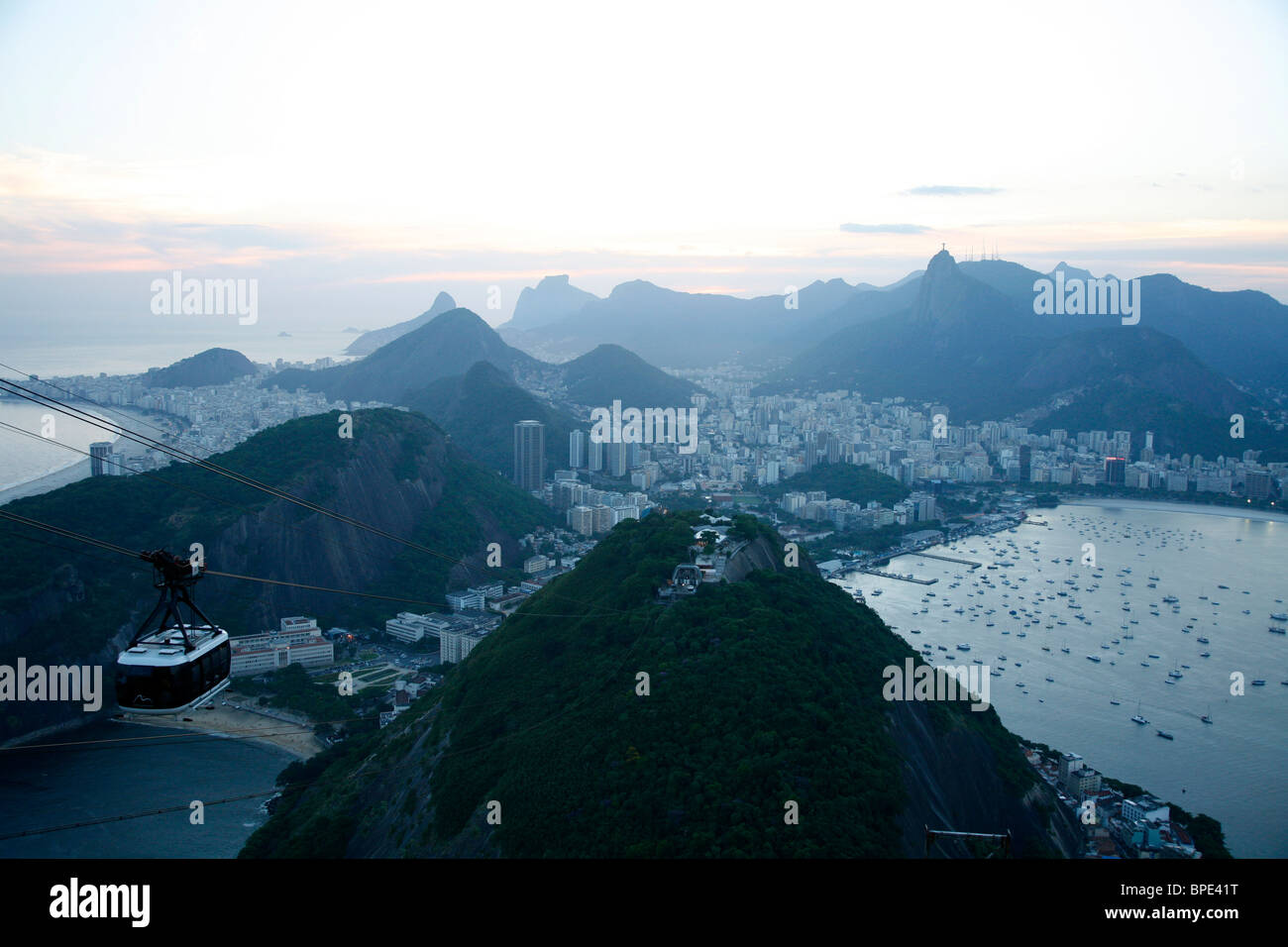 View over Rio de Janeiro seen from the top of the Sugar Loaf Mountain ...