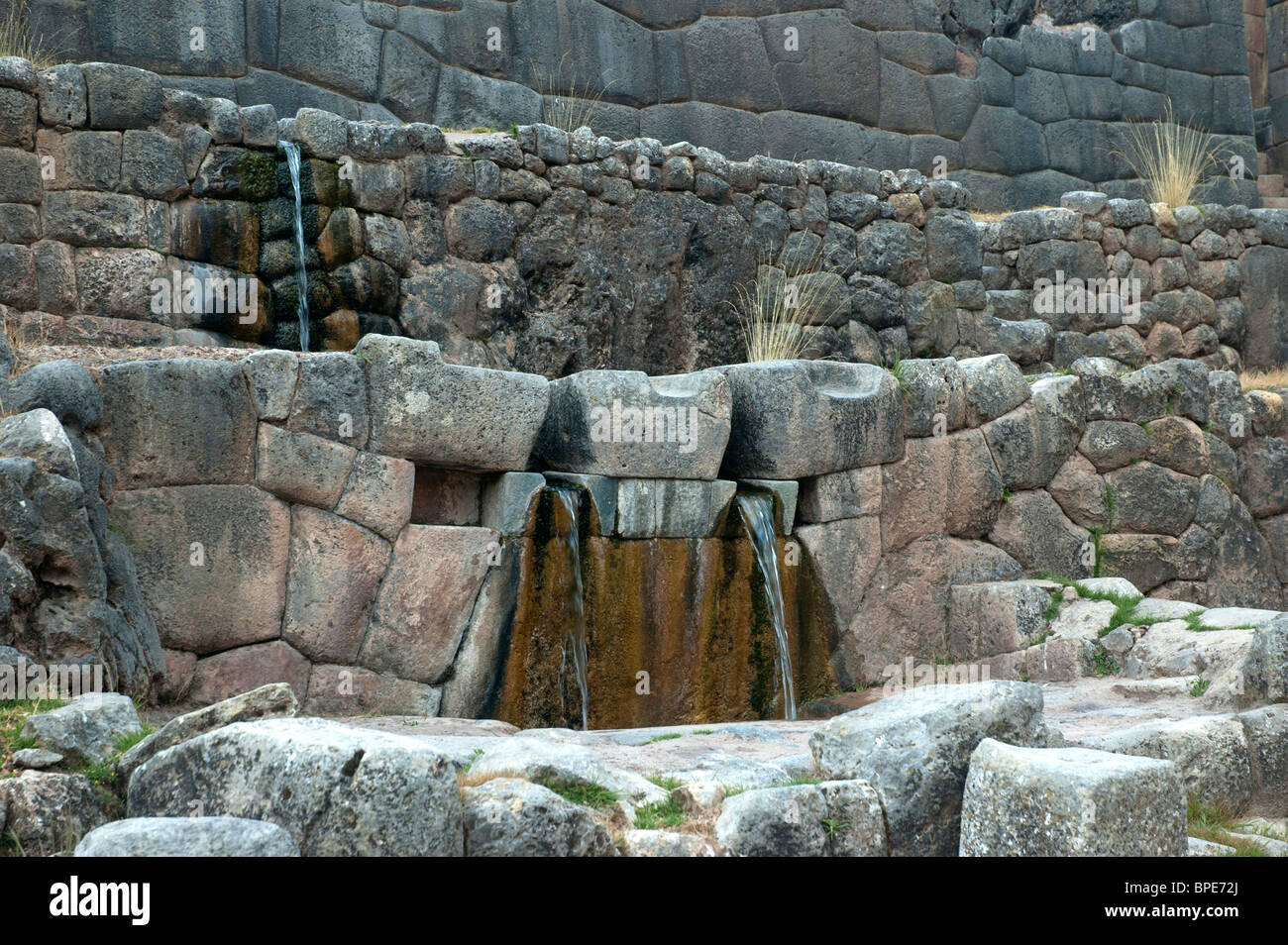 The beautiful water fountains at the Inca site of Tambo Machay, near ...