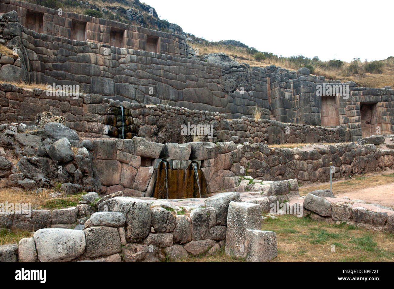 The beautiful water fountains at the Inca site of Tambo Machay, near ...