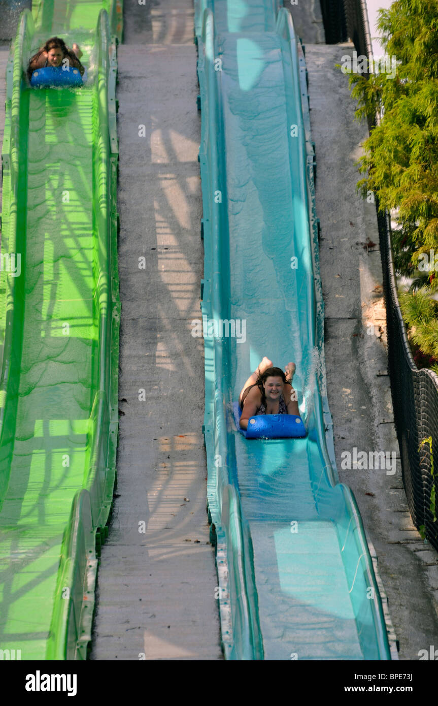 Water slide at Hurricane Harbor waterpark , Six Flags Over Texas ...