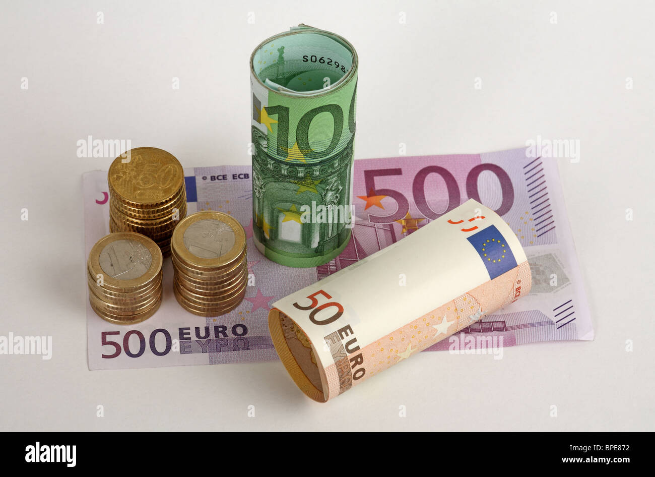 500 euro notes and coins hi-res stock photography and images - Alamy