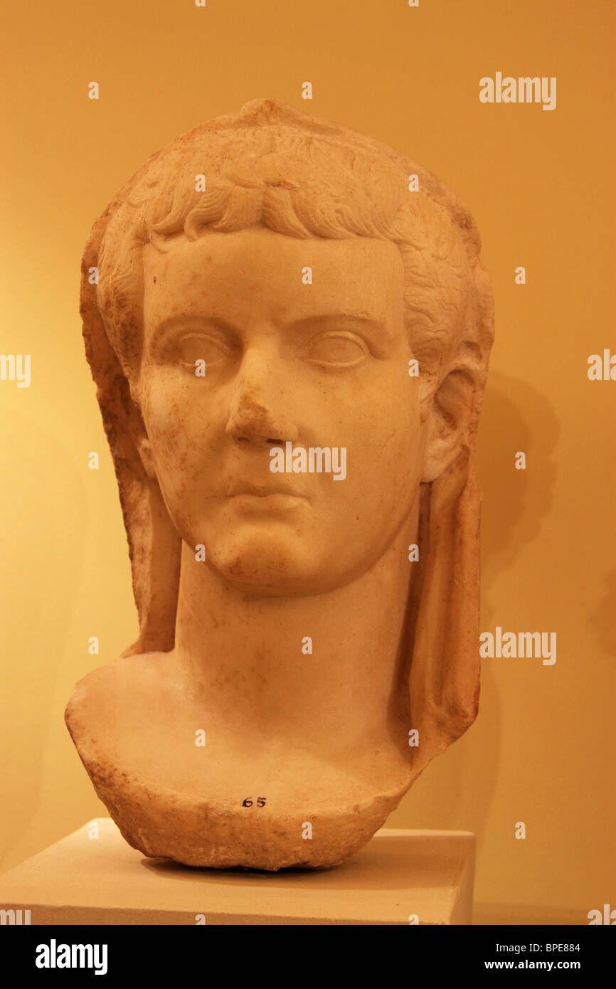 Marble portrait of the Roman emperor Tiberius, (14-37 AD ...