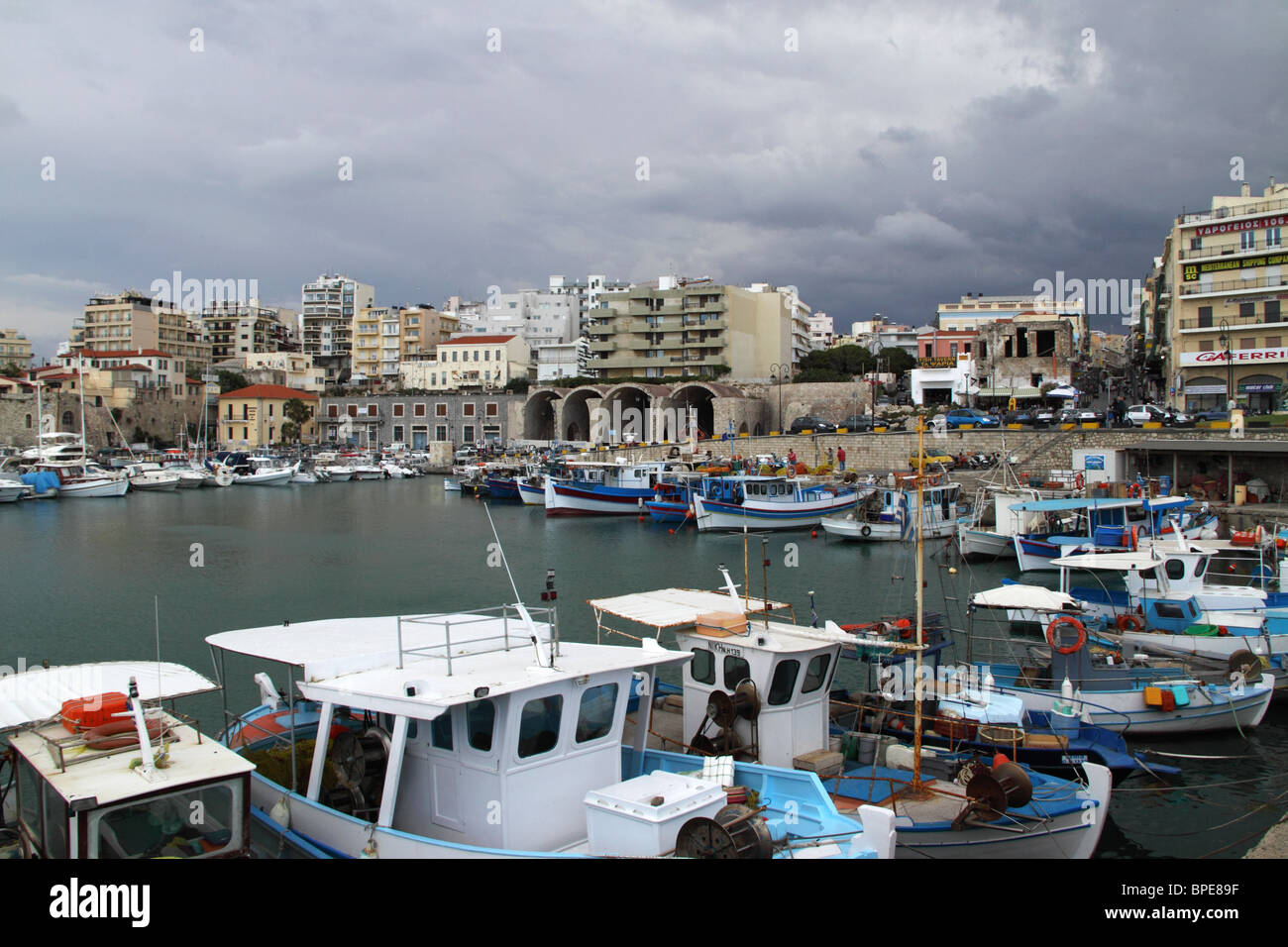 Port, fishing boats, Iraklio, Crete, Greece Stock Photo - Alamy