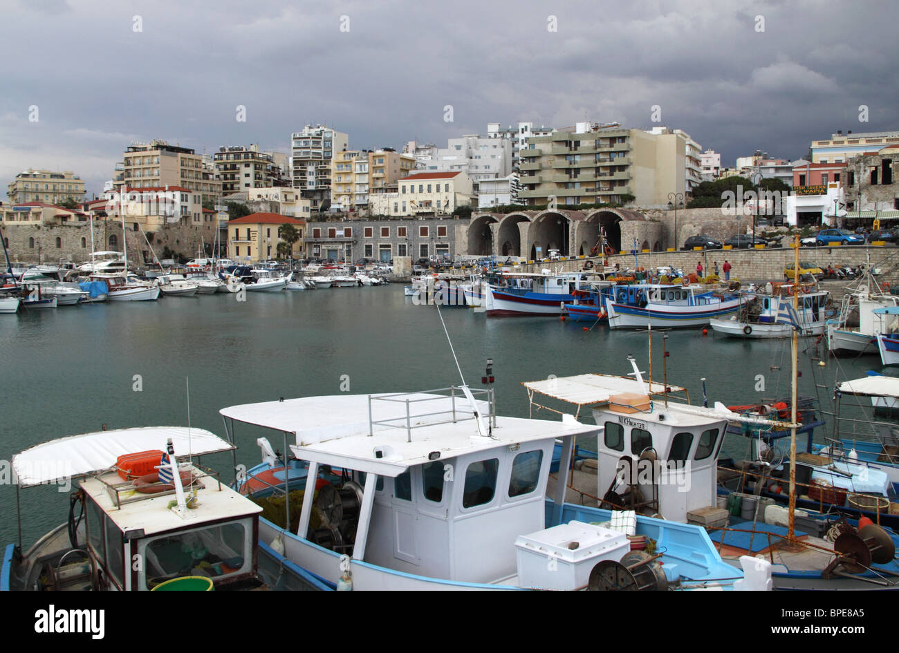 Port, fishing boats, Iraklio, Crete, Greece Stock Photo - Alamy