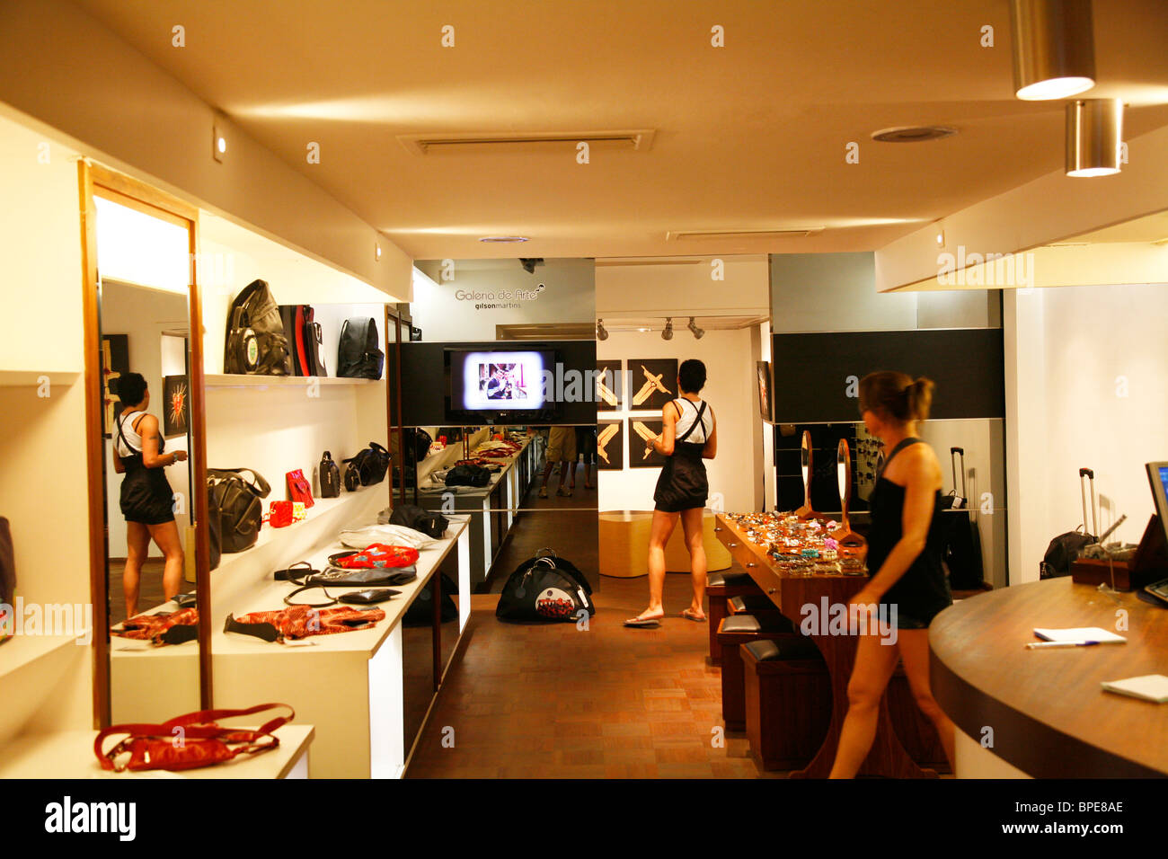 The trendy upmarket "Gilson Martins" bag shop in Ipanema, Rio de ...