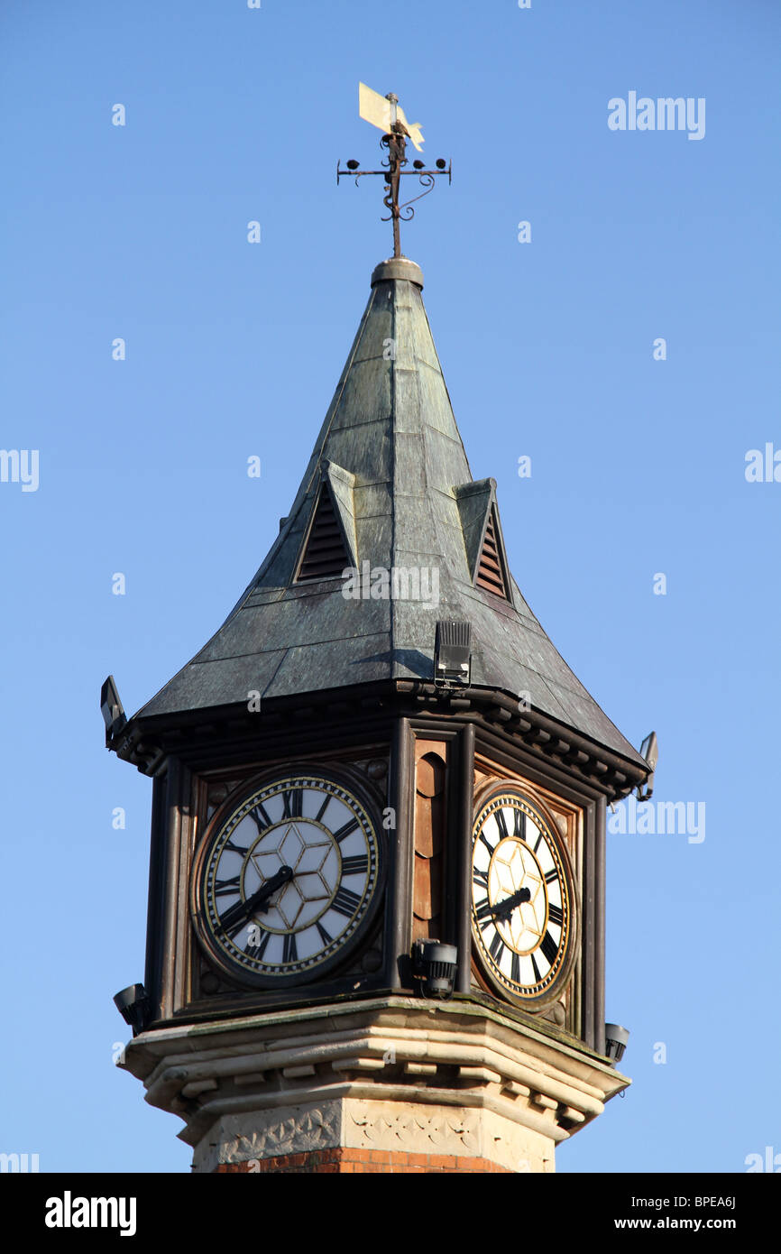 The clock tower on the sea front in the center of Skegness on the east ...