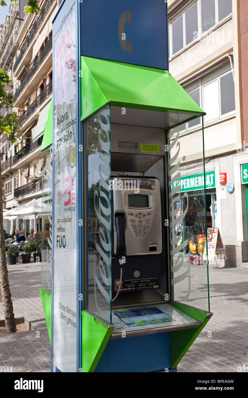 Barcelona telephone on Passeig Joan de Borbo Stock Photo - Alamy