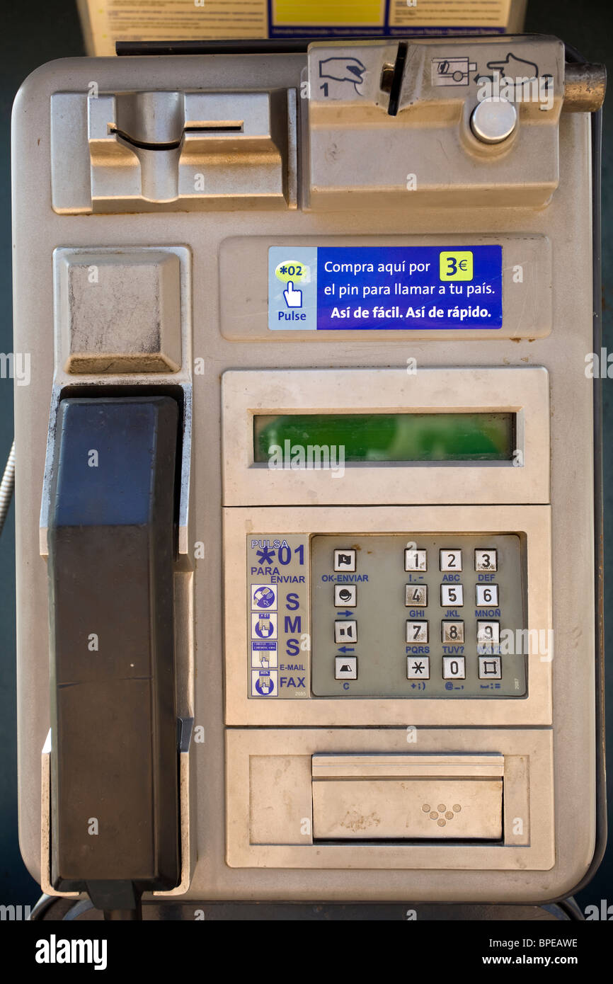 Barcelona Public Telephone, Spain Stock Photo - Alamy