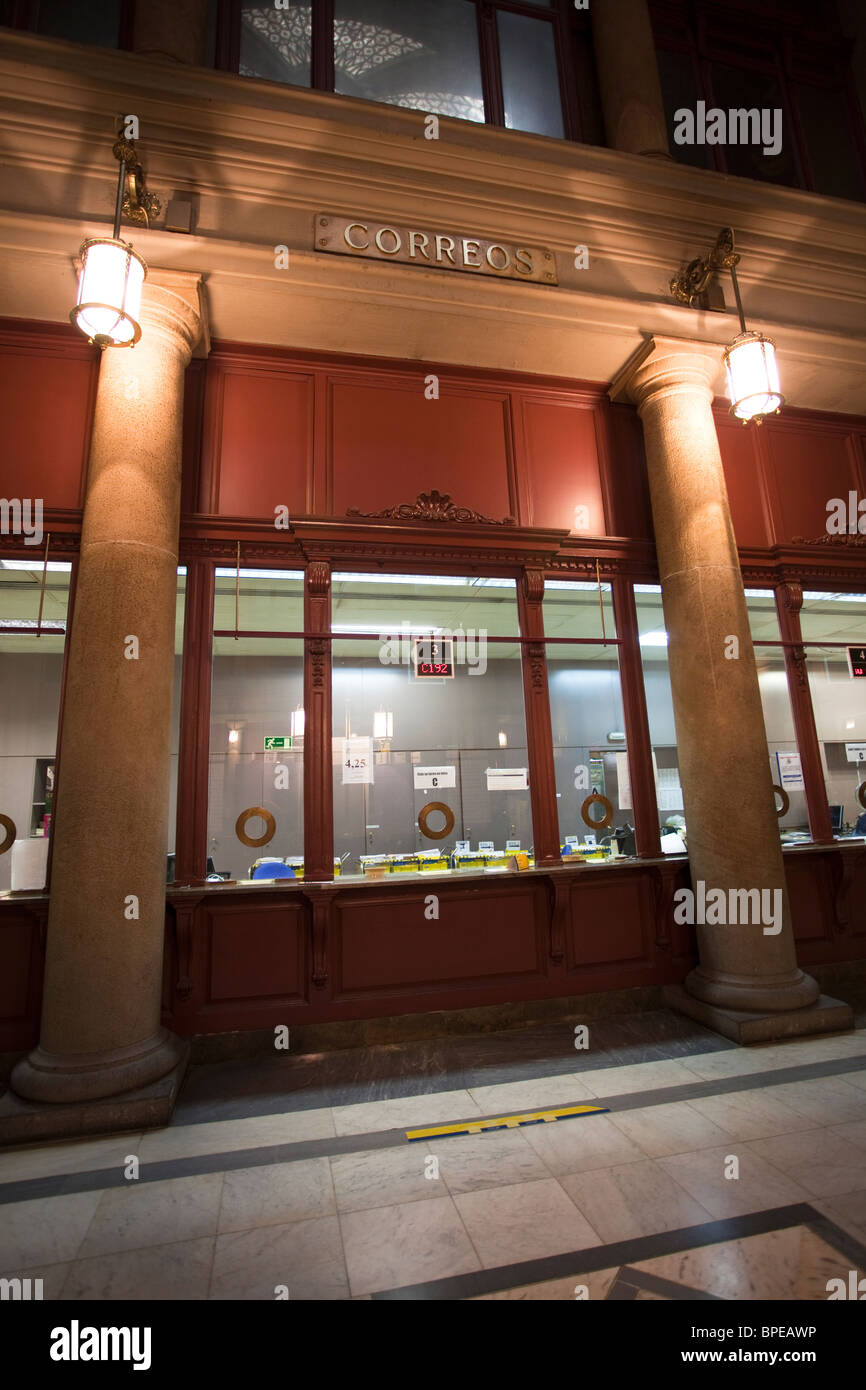 Barcelona Interior of main post office, Spain Stock Photo - Alamy