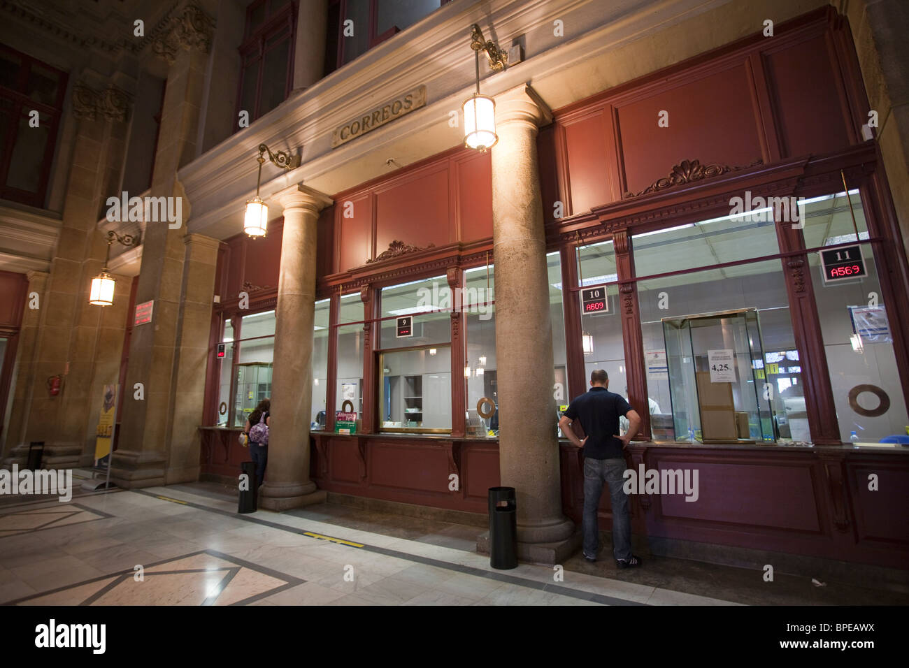 Barcelona Interior of main post office, Spain Stock Photo - Alamy