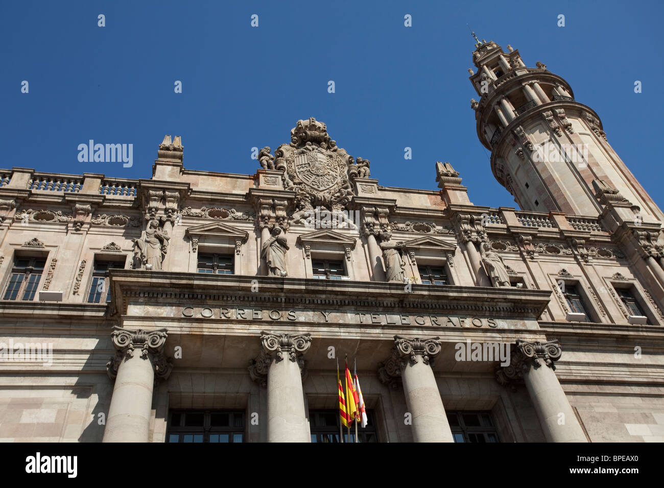 Barcelona Exterior of main post office, Spain Stock Photo - Alamy