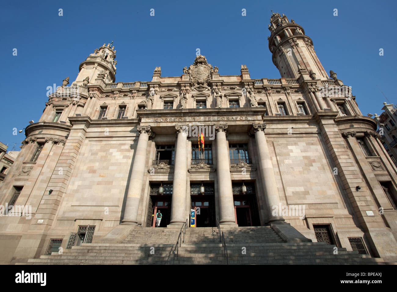 Barcelona Exterior of main post office, Spain Stock Photo - Alamy