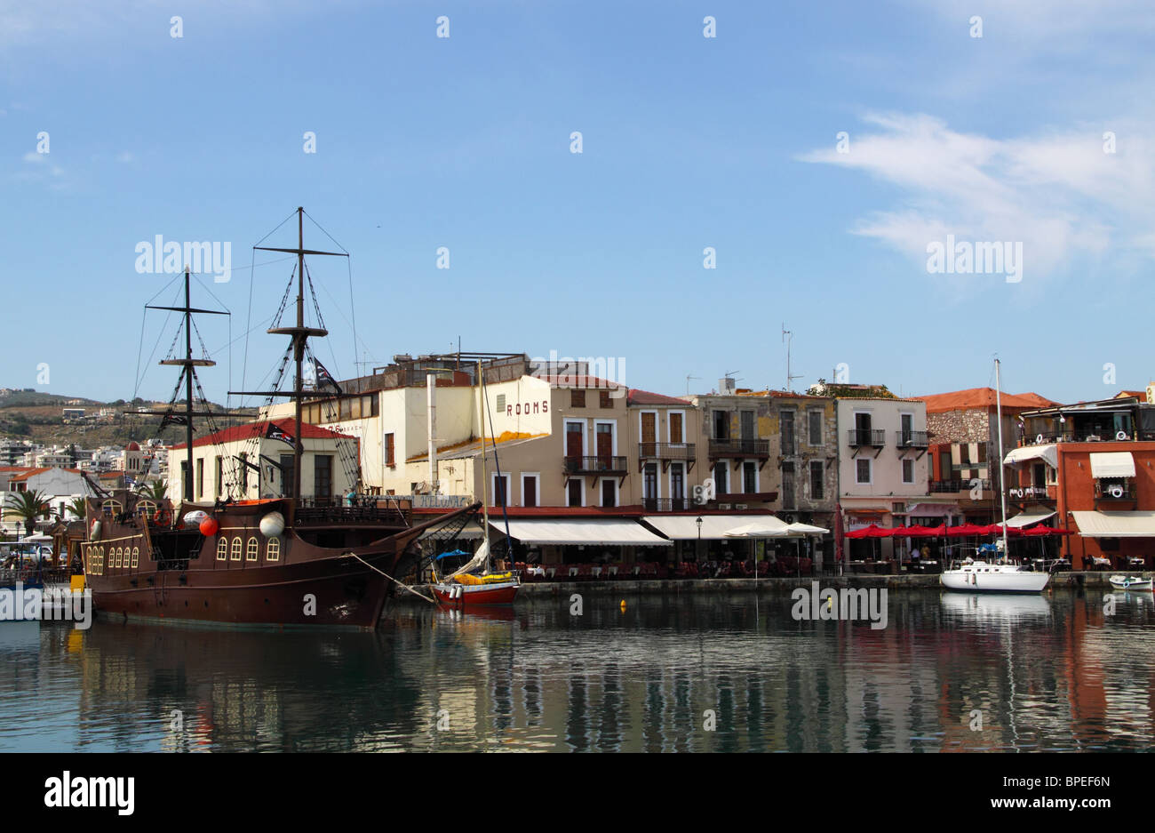 Old venetian port, boat, Rethymno, Crete, Greece Stock Photo - Alamy