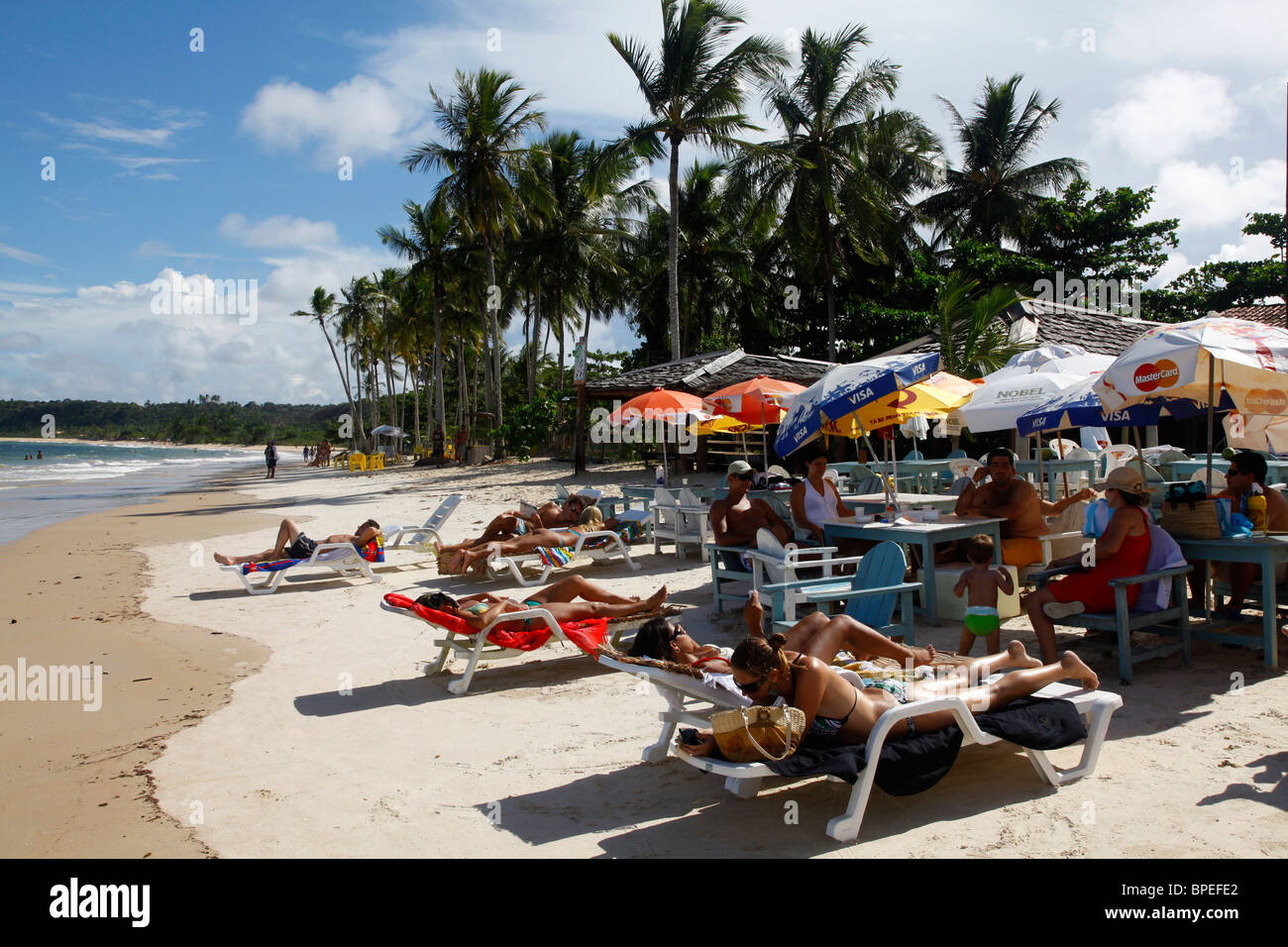 People at praia dos coqueiros beach, Trancoso, Bahia, Brazil Stock ...