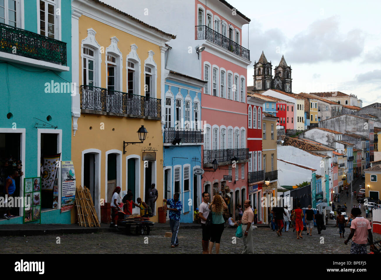 Cobbled streets and colonial architecture Largo de Pelourinho, Salvador, Bahia, Brazil Stock ...