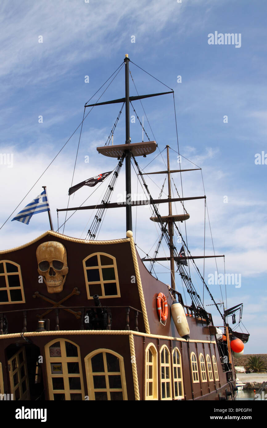 Pirate boat for day trip, Old venetian port, Rethymno, Crete, Greece ...