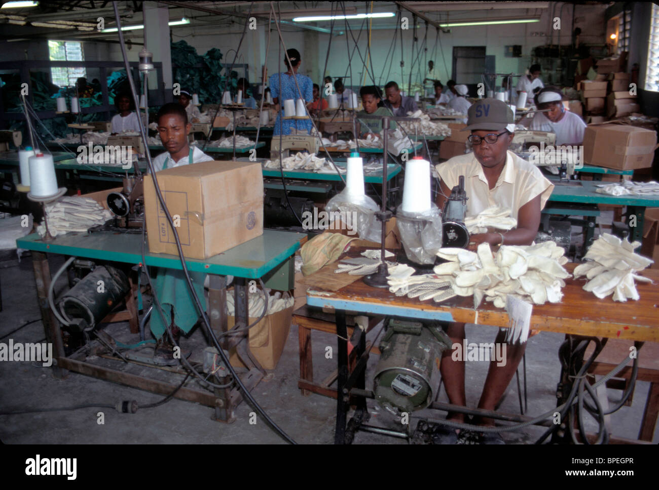 HAITI WORKERS AT A GARMENT FACTORY. FREE ENTERPRISE ZONE. PORT AU ...